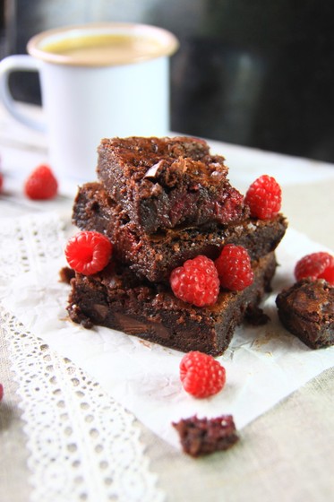 Extra Fudgy Chocolate Raspberry Brownies